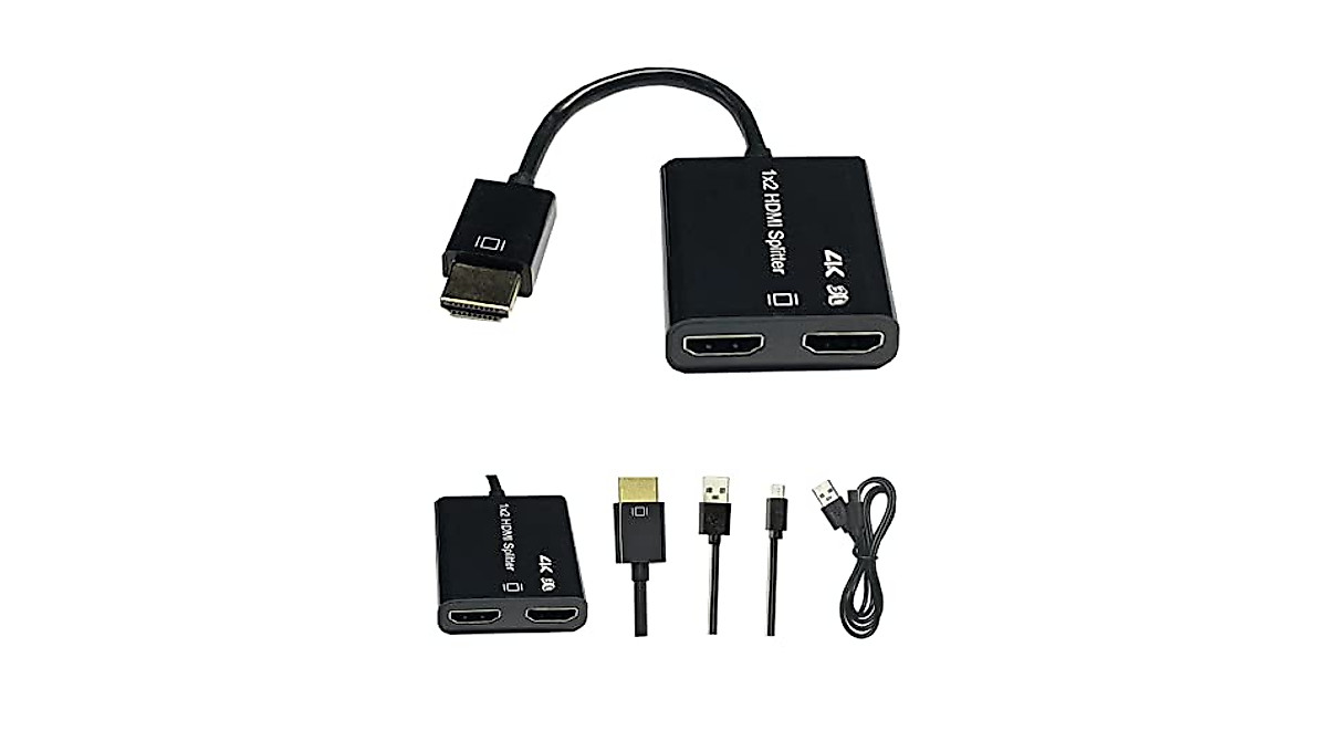 4K HDMI Splitter 1 in 2 Out for Dual Monitors - Supports 1080P & Gaming