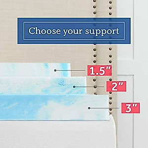 Sealy 1.5" King SealyChill Gel-Infused Memory Foam Mattress Topper, Gel-Swirl Memory Foam Mattress Topper for Pressure Relief, King