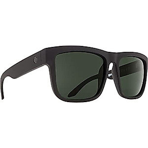 Spy Optic Discord Square Sunglasses, Soft Matte Black/Happy Gray Green Polarized, 57 mm