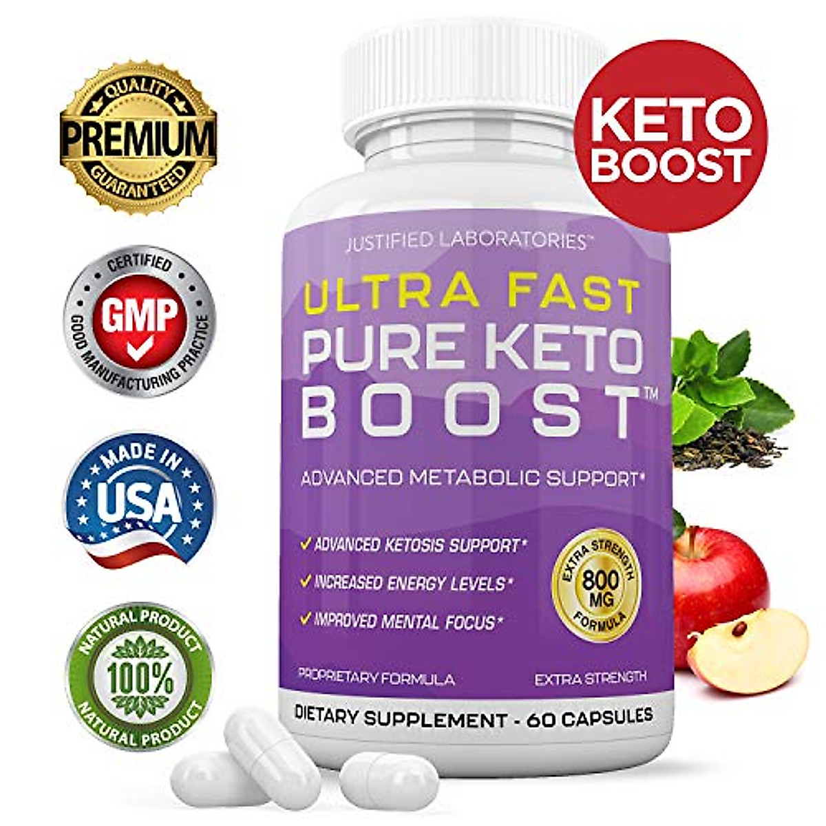 Ultra Fast Pure Keto Boost Pills Advanced BHB Ketogenic Supplement Exogenous Ketones Ketosis for Men Women 60 Capsules 10 Bottles