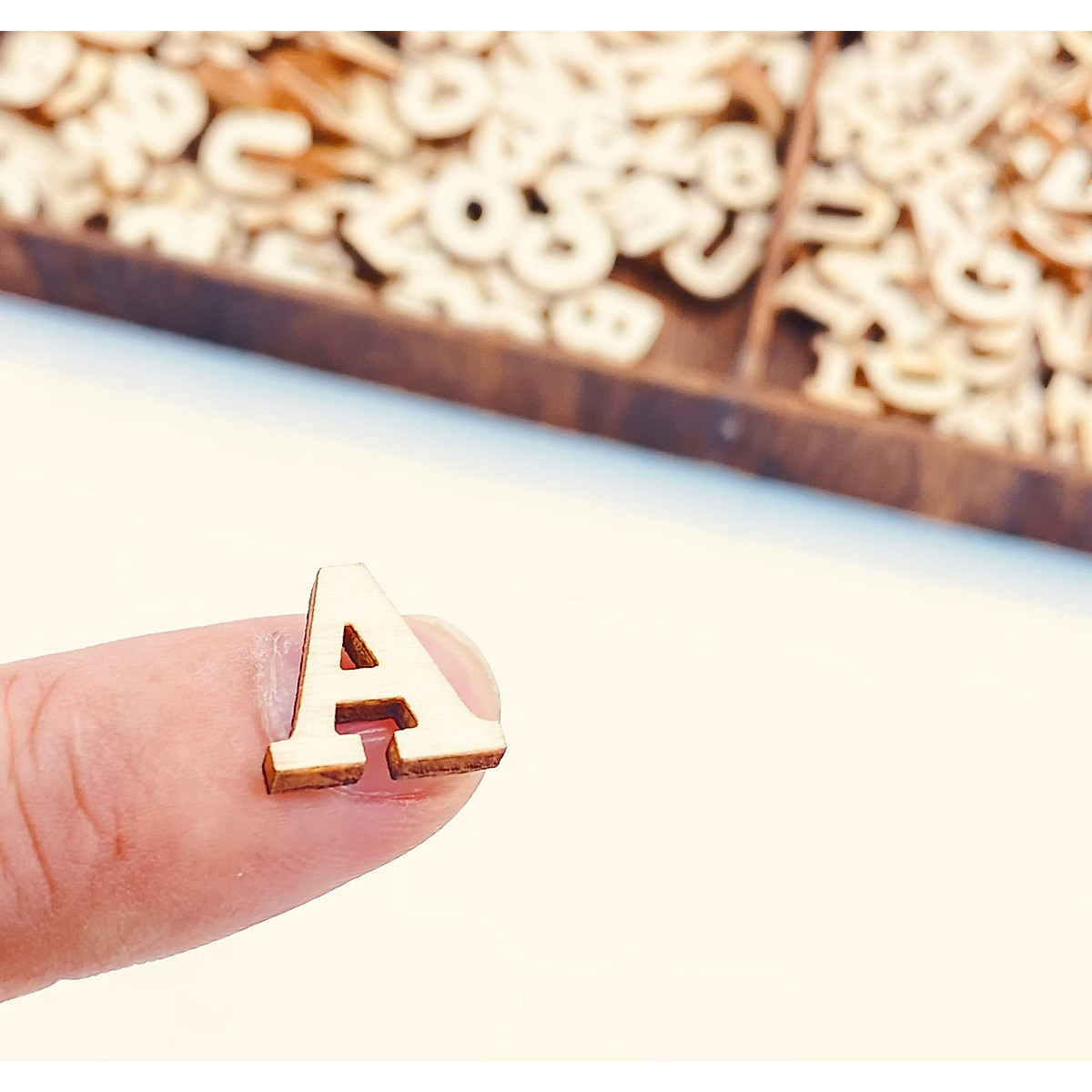 592 Pieces 1/2 Inch Mini Wooden Alphabet Letters and Unfinished Wood Numbers with Rustic Storage Tray for Scrapbooking DIY Crafts Homemade Gifts