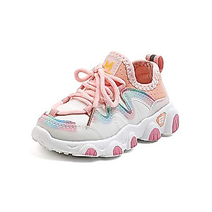 Baby Girl Sneakers Lace Warm Shoes Winter Up Infant Toddler Leather Baby Shoes Girls Brown Boots (Pink, 6.5 Toddler)