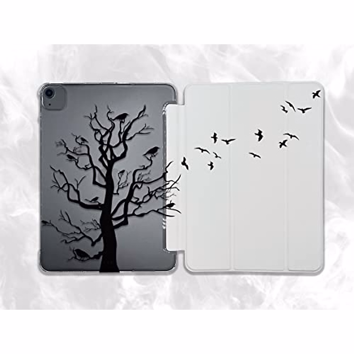 Cute Black Birds Tree Nature case Compatible with iPad Mini Air Pro 7.9 8.3 9.7 10.2 10.9 11 12.9 inch Pattern Cover New 2022 2021 Trifold Stand 3 4 5 6 7 8 9 Generation 485 (10.2" 7/8/9 gen)