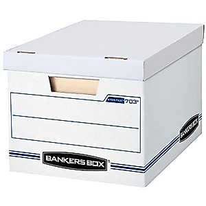 Bankers Box 703 Letter / Legal 10x12x15 Basic-Duty Storage & File Boxes w/ Lift-Off Lids (Pack of 10)
