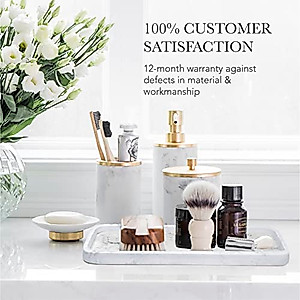 Bathroom Soap Dispenser Set - Bathroom Toothbrush Holder Set, Marble Bathroom Accessories, Gold Bathroom Accessories, Farmhouse Bathroom Decor, Gold Soap Dispenser, 5 Piece Bathroom Accessories Set