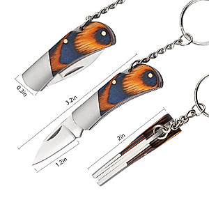 GENIYA Folding Pocket Knife, Small Keychain Knife, Compact EDC Knife with Color-wood Handle（Blade Length 1.2 Inches）