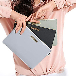 KATIE LOXTON Women's Medium Soft Pebble Vegan Leather Clutch Perfect Pouch Seafoam Green