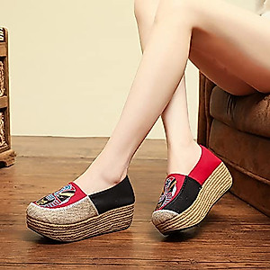 Casual Shoes Fashion Shoes for Women High Heeled Fashion Boots Silp On Dark Wedges Shoes for Women Red