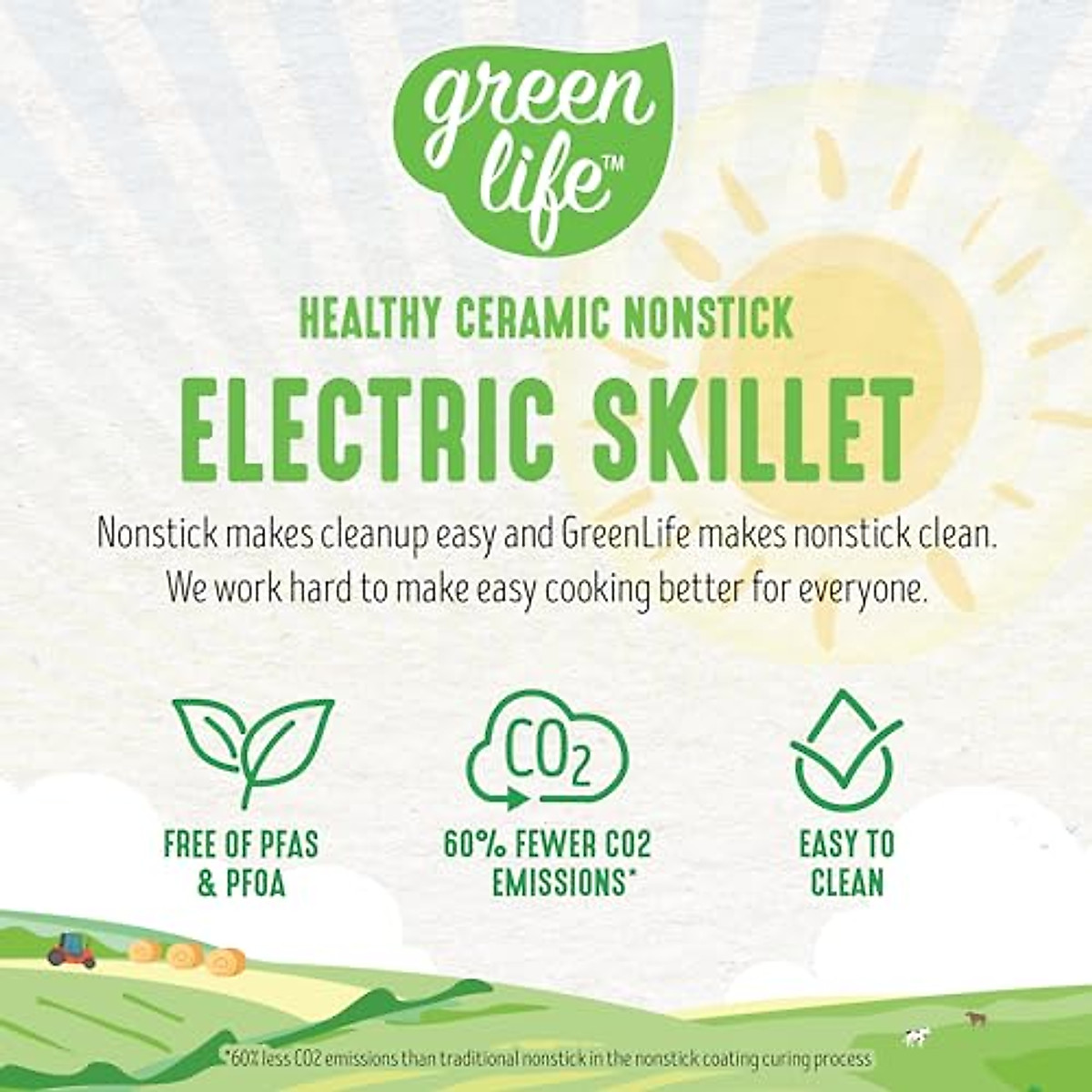 GreenLife Healthy Ceramic Nonstick, 12" 5QT Square Electric Skillet with Glass Lid, Dishwasher Safe, Adjustable Temperature Control, PFAS-Free, Pink
