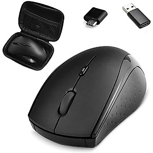 Huifen Type C Wireless Mouse, USB C Gaming Wireless Mice 2.4G Silent Ergonomic with 3 DPI Levels Compatible with Samsung Chromebook, Google Pixelbook, Dell, HP OMEN, More Device (Black)