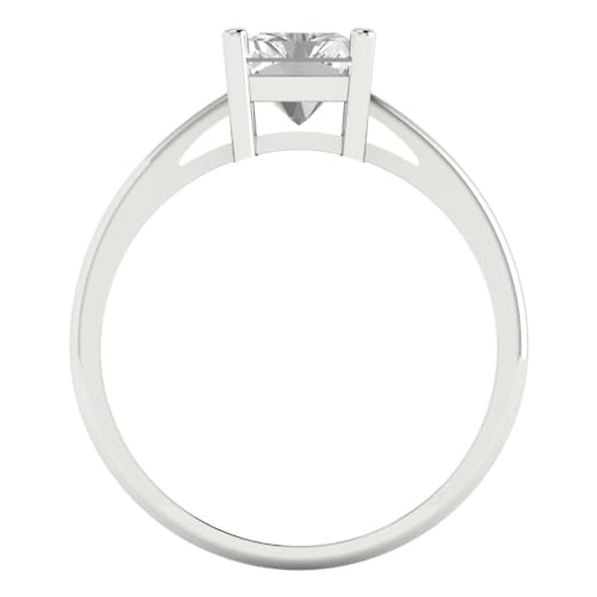 Clara Pucci 2.0 ct Emerald Cut Solitaire Moissanite Engagement Wedding Bridal Promise Anniversary Ring 18K White Gold Size 3.5