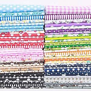 YOLUFER DIY Cotton Fabric Bundle 19.7 x 19.7 Inches, 7PCS Different Pattern, Squares Patchwork Material for Sewing Quilting Scrapbooking.