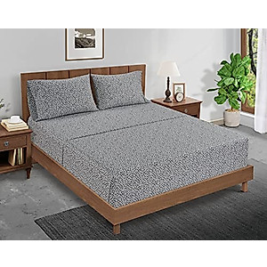 LANE LINEN 100% Organic Cotton Full Sheets Set 4-Piece Pure Percale Long Staple Bedding Breathable Fits Mattress Upto 15" Deep - Cheetah