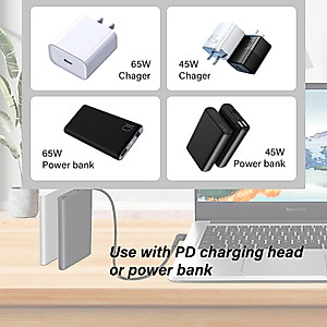 GINTOOYUN Type C to 90 Degree DC 4.8 x 1.7 mm Power Charging Cable USB-C Male Output to DC Input Power PD Charge Cable fit for Laptop 65W 12V (59inch)