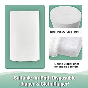wegreeco 100% Bamboo Unscented Diaper Liners,Fragance Free and Chlorine Free - 100 Sheets Per Roll (1 Roll, Bamboo)