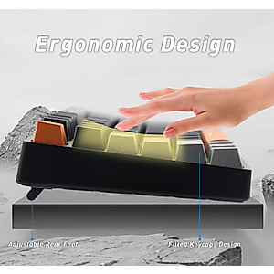 E-YOOSO Z-14 Mechanical Gaming Keyboard Brown Switches 104 Key, Full-Size Computer Keyboards, Solid Yellow Backlit Keyboard for PC Gamer, Black&Grey