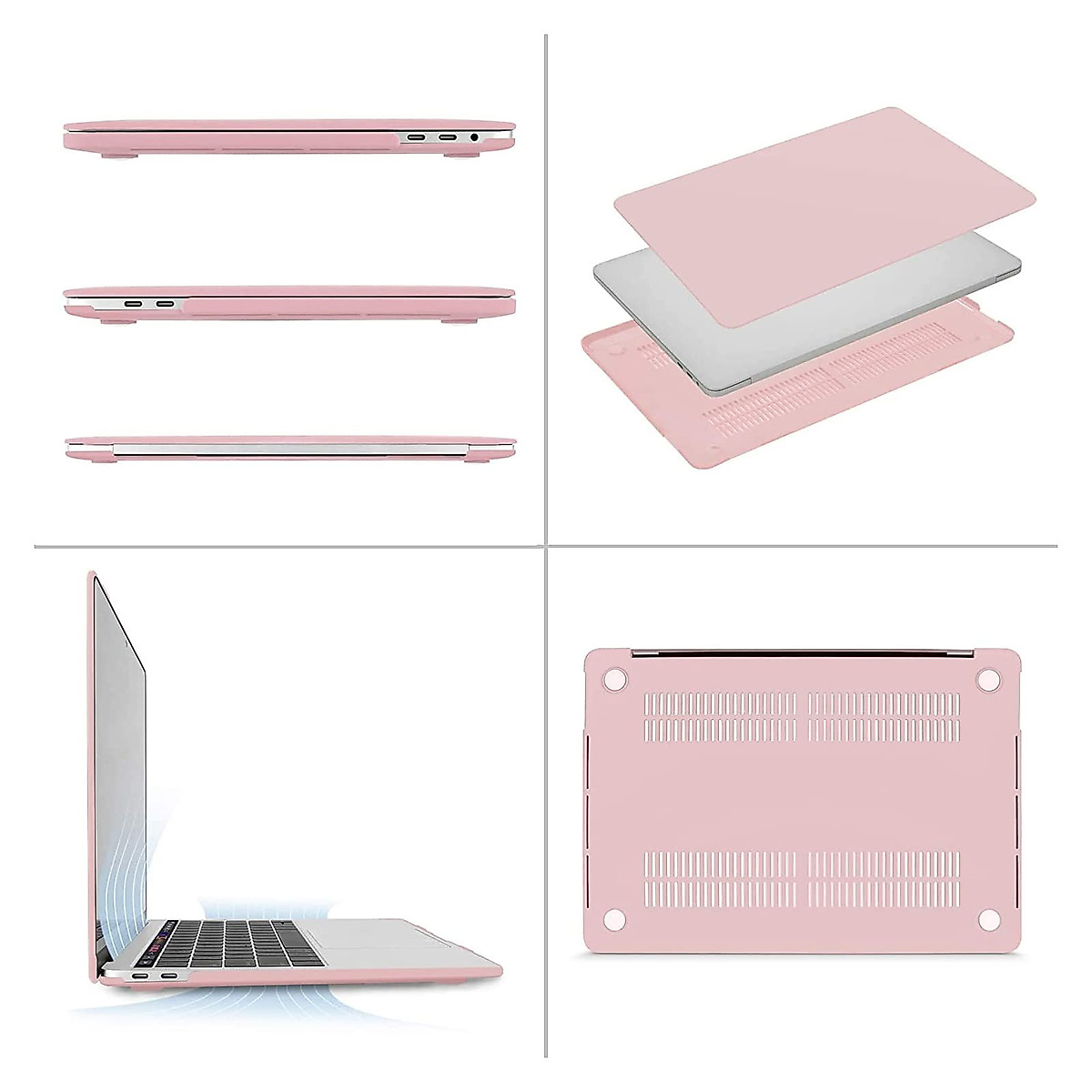 MOSISO Compatible with MacBook Pro 13 inch Case M2 2023, 2022, 2021-2016 A2338 M1 A2251 A2289 A2159 A1989 A1708 A1706, Plastic Hard Case&Bag&Keyboard Skin&Webcam Cover&Screen Protector, Rose Quartz