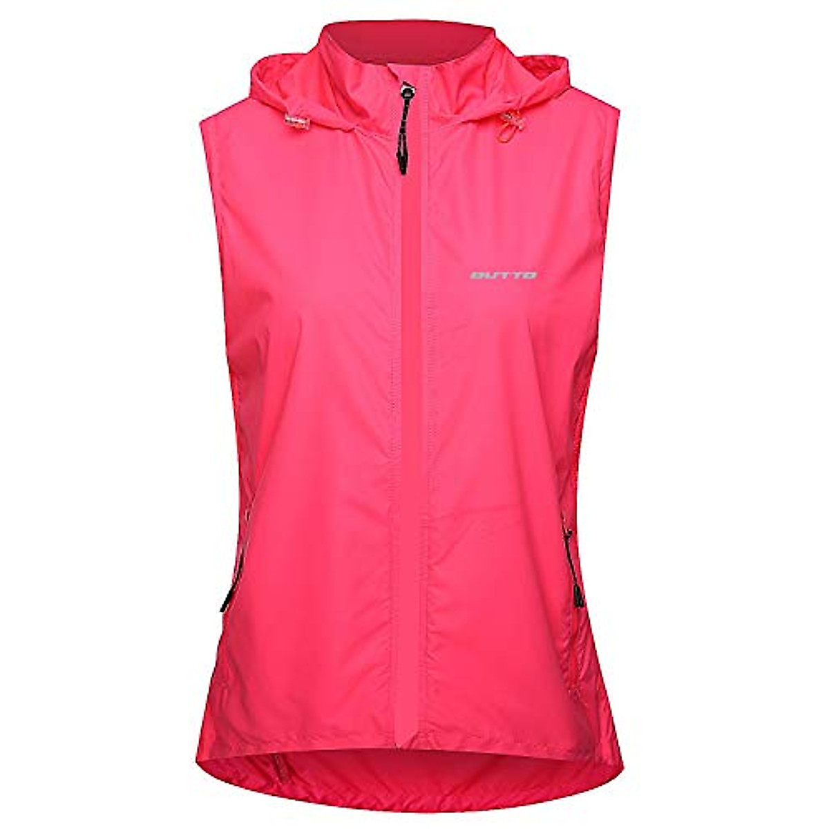 Outto Women's Cycling Jacket Convertible UPF50+ Windproof with Zip Off Sleeves(Medium,Pink)