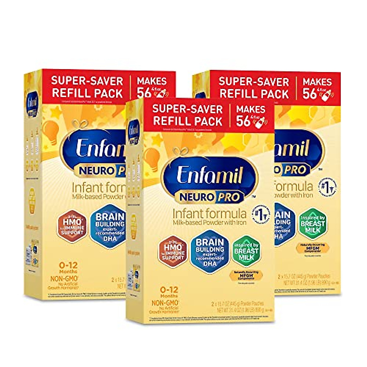 Enfamil NeuroPro Infant Formula - Brain Building Nutrition Inspired by Breast Milk - Powder Refill Box, 31.4 oz (Pack of 3)