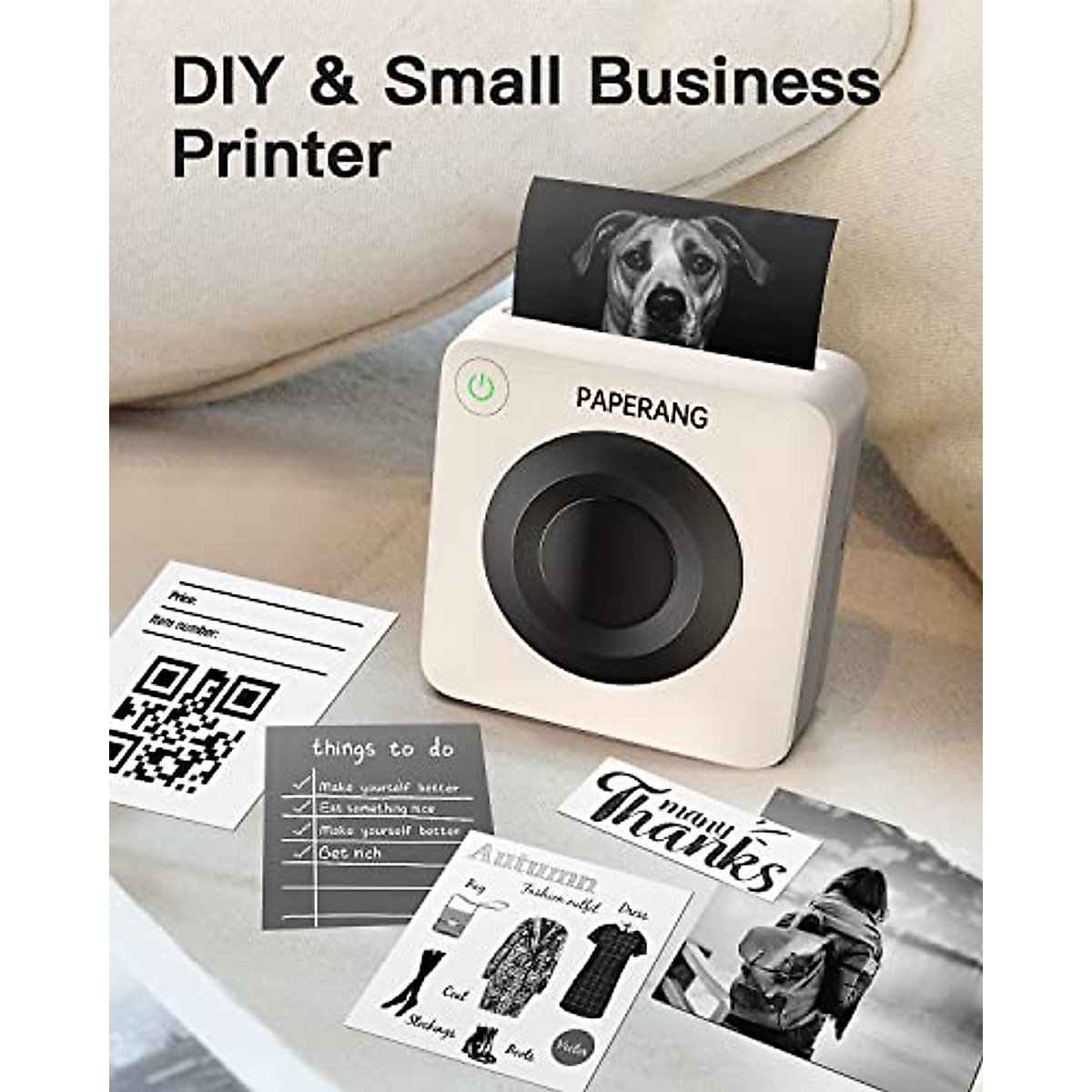 paperang P3 Portable Printer, 300 DPI Thermal Label Printer, Wireless Bluetooth Printer, Supports 3-Inch (80mm) Inkless Printing for Labels, Stickers, Images, QR Codes, and More - White