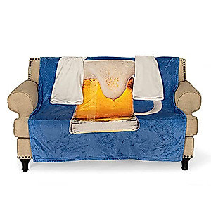 Beer Mug Wearable Sleeved Arm Blanket 70"x50" Rectangle, Snuggle Up with Warm & Cozy Microfiber Flannel Novelty Robe Blanket, for Mom, Dad, Wife or Husband for Indoor & Outdoor Use