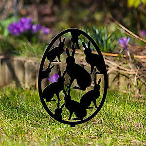 Blank Yard Signs with 12 X 18 Easter Garden Decorations Easter Egg Gnome Rabbit Ground Insert Decoration Acrylic Hollow Animal Figurines Yard Insert Black Chain Link Fencing Roll 9 (Black, One Size)