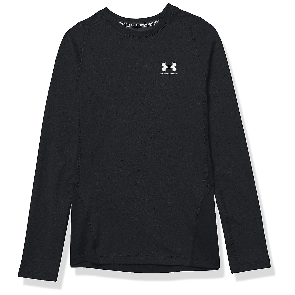 Under Armour Boys' ColdGear Armour Long Sleeve T-Shirt, Black (001)/White, Youth Large