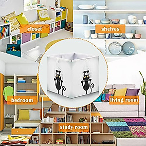 Kigai Halloween Cat Paw Print Cube Storage Bins - 11x11x11 In Large Foldable Storage Basket Fabric Storage Baskes Organizer for Toys, Books, Shelves, Closet, Home Decor