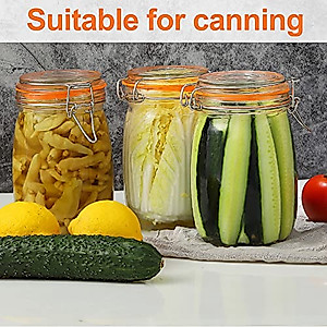 DANALLAN Wide Mouth Mason Jars, 4Pcs 32 oz Glass Jars with Airtight Lid Large Mason Canning Jars Clear Storage Canister Jars with Measurement Marks for Canning Flour Jam Jelly Coffee Sugar Beans