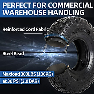 GICOOL 4.10/3.50-4 Replacement Tire and Inner Tube Set, 2 Pack, 10" Heavy Duty Tire and Tube, TR-13 Straight Valve Stem, for Hand Truck Trolley Dolly Garden Wagon Cart Wheel Replacement