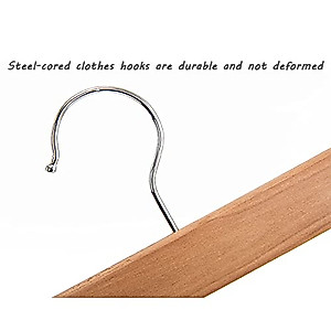 Wooden Pant Hanger with 2 Adjustable Anti-Rust Clips Skirt Hanger for Jeans Trousers Bottom Hanger 1 pcs-Brown