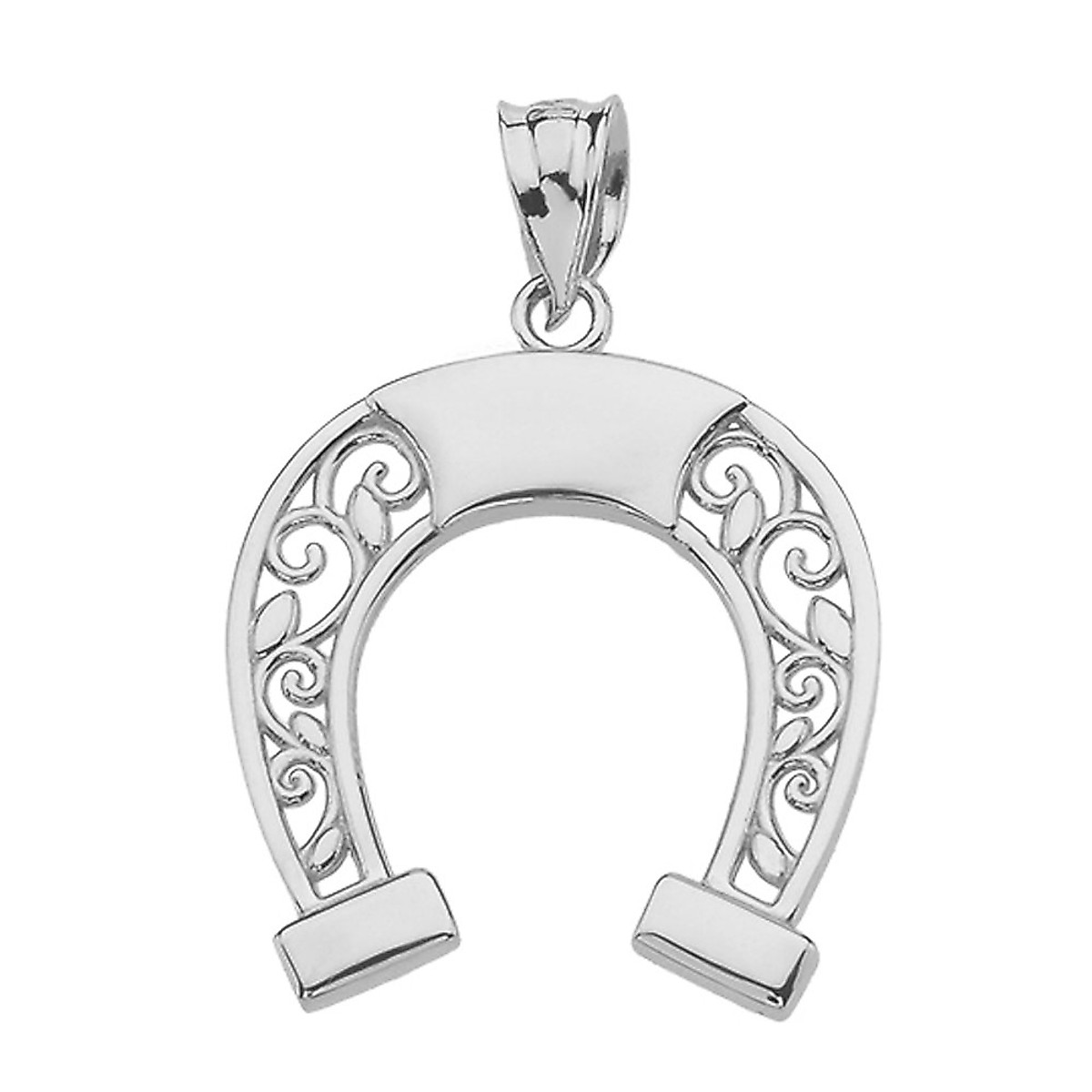 925 Sterling Silver Filigree Horseshoe Lucky Charm Pendant