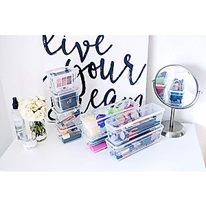 AB Designs Mixed Bin Pack, [4] Long & [4] Small Home Organizer Storage Boxes with Lids, Clear