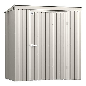 Arrow Shed Elite 6' x 4' Outdoor Lockable Steel Storage Shed Building with Pent Roof, Cool Grey