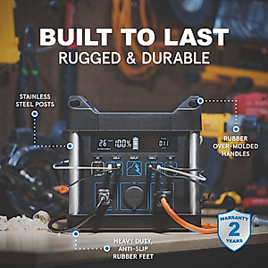 POWER RIDGE X-300 Power Station: Portable 296Wh Lithium-Ion Battery Generator with LCD Screen and Carry Handles for Charging Phones, Laptops & Other Electronics while Camping, Traveling or Road Trips