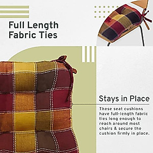 Arlee Home Fashions – Fiber Filled Premium Polyester, Chair Pads - Chair Pads with Tiebacks –16” L X 16” W – Multicolor - Set of 4