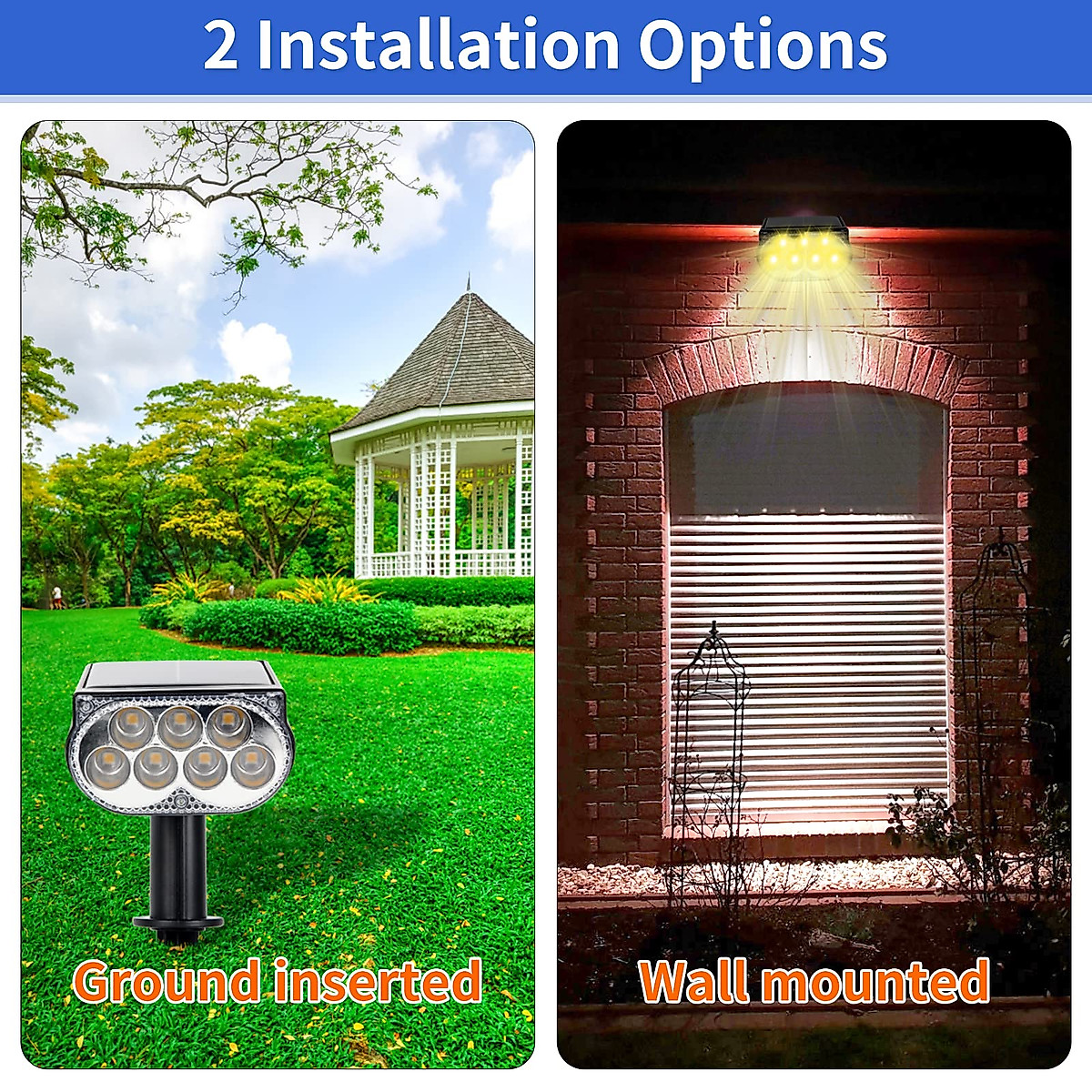 sunchai Super Bright Solar Spot Warm Light - Solar Spotlight Outdoor - for Outside Security Visibility and Landscape Yard Lightning (2 Pack)