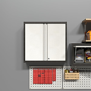 GangMei Metal Wall Storage Cabinet, Lockable Steel Garage Tool Chests with 2 Doors and 1 Adjustable Shelf for Home Office Garage Basement Pantry School and Workshop, Assembly Required