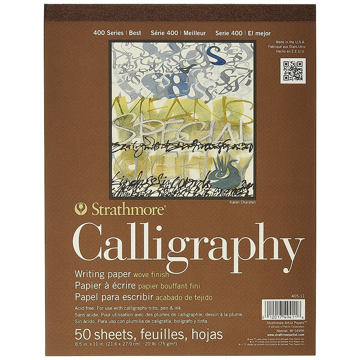 Strathmore STR- 50 Sheet Tape Bound Calligraphy Pad, 8.5 by 11"