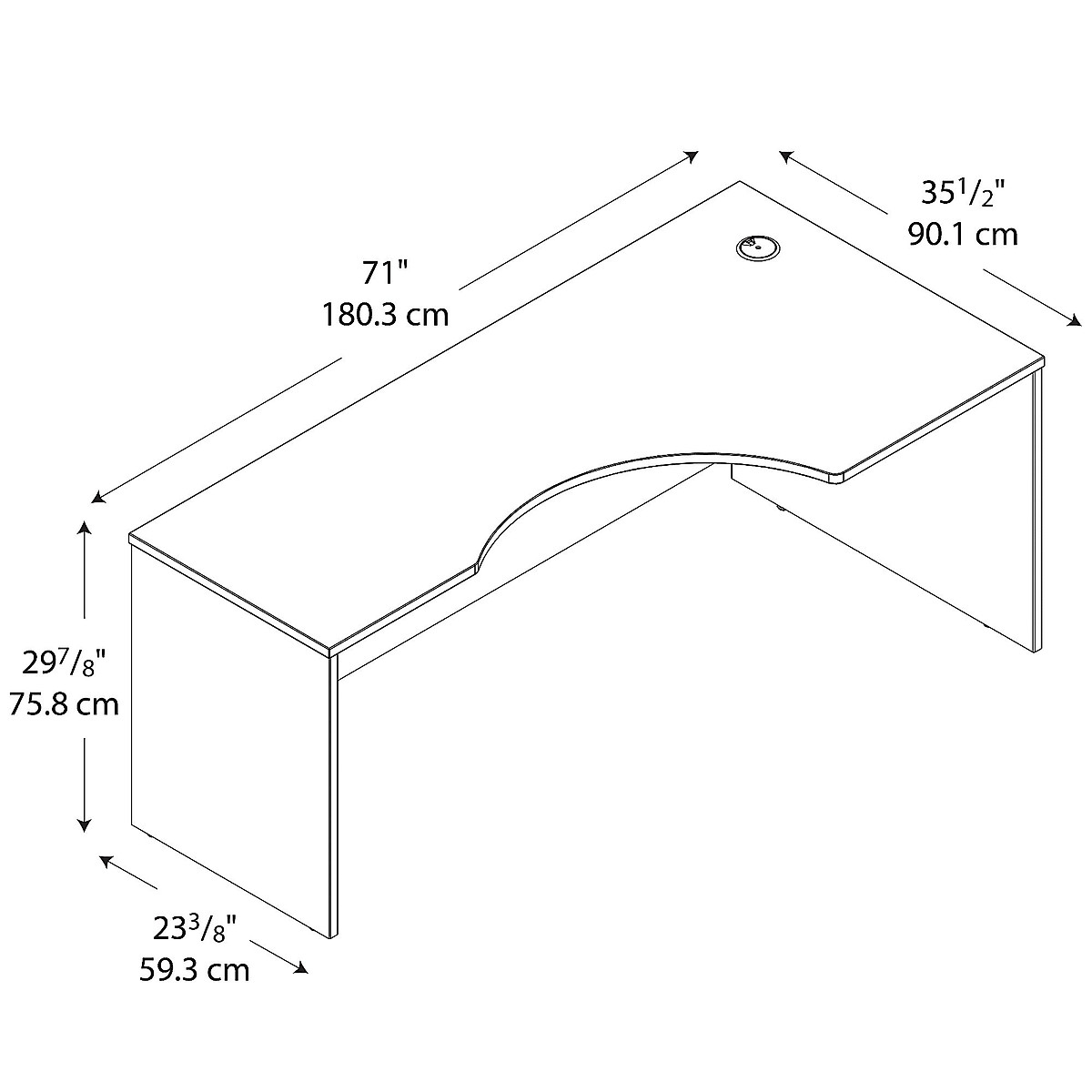 Bush Business Furniture Series C 72W Right Handed Corner Desk in Hansen Cherry