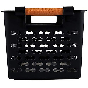 Yesland 6 Pack Plastic Storage Basket, Black Basket / Organizer / Bin with Handles for Home Office Closet