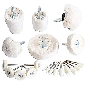 FPPO 21PCS White Flannelette Buffing Wheel Polishing Pad Kit, Fit for Metal Aluminum,Stainless Steel,Chrome,Jewelry,Wood,Plastic,Ceramic,Glass