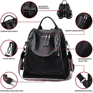 GAEKEAO Backpack Purse for Women Leather Fashion Large Travel Ladies Convertible Casual Shoulder Bag