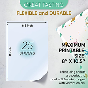 Splendid Sensations - 25 Count Edible Paper, Sugar Paper, Wafer Paper Edible Sheets, Frosting Sheets for Edible Printer, Edible Image Paper, Icing Sheets, papel comestible para pastel