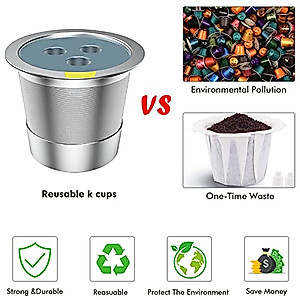 Stainless Steel Reusable K Cups Compatible with Ninja Dual Brew Coffee Maker, K Cup Reusable Coffee Pods,Permanent Reusable Coffee Filters for Ninja CFP201 CFP 300 CFP301 CFP305 CFP307 CFP400 (1Pack)