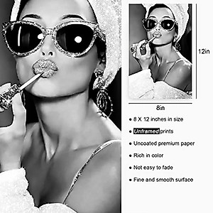 Bathroom Decor Wall Art Prints Glam Glitter Tissue Bathroom Artwork for Wall Black and White Modern Fashion Women Funny Bathroom Wall Art Set of 4 (8x12 in UNFRAMED, Black and White)