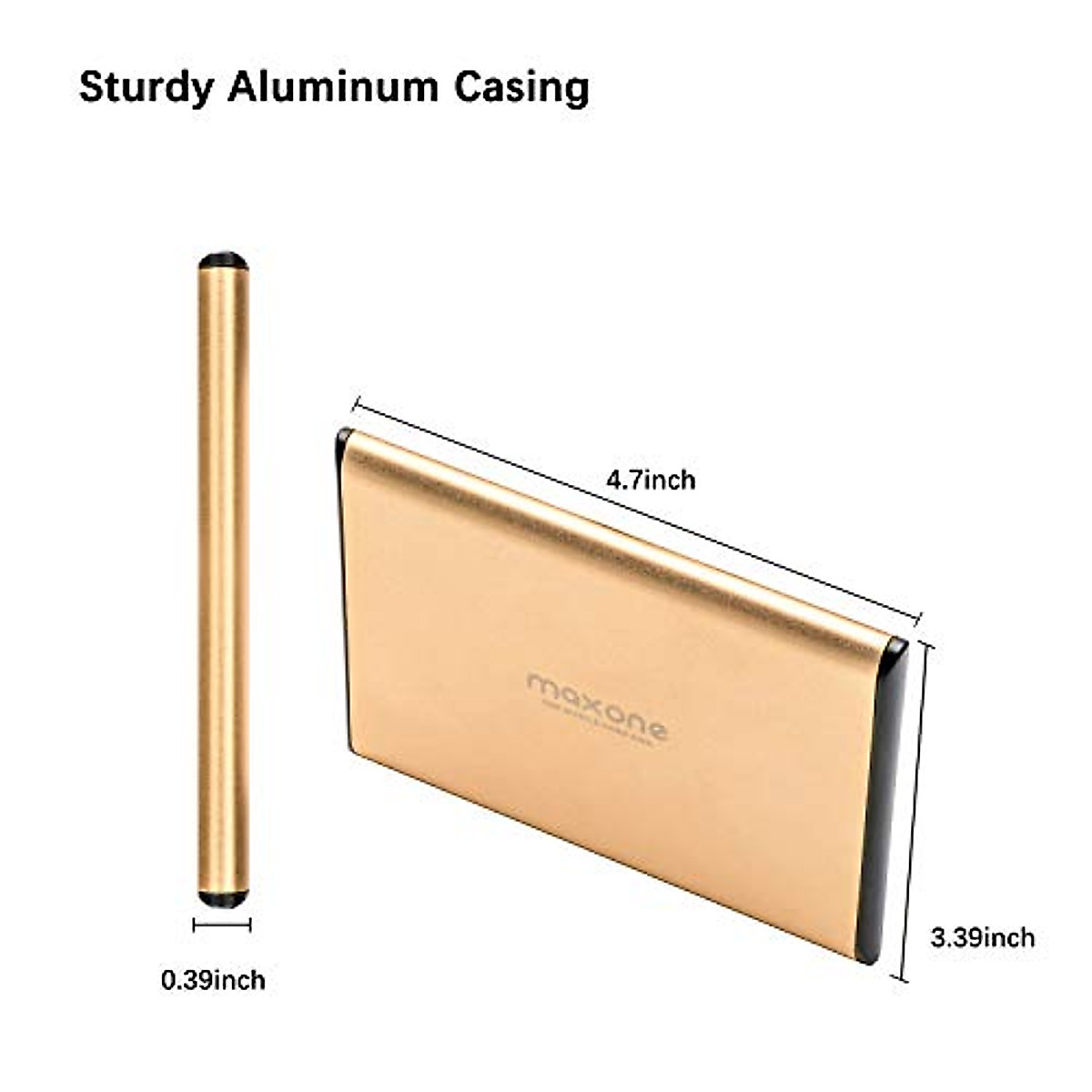 Maxone 500GB Ultra Slim Portable External Hard Drive HDD USB 3.0 for PC, Mac, Laptop, PS4, Xbox one - Gold