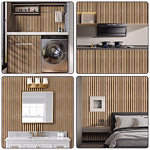 Arthome 17''x120'' Wood Slat Wallpaper Peel and Stick self Adhesive Wood Wallpaper PVC Vinyl Decorative Removable Wallpaper Waterproof Faux Wood Grating Stripe Contact Paper for Living Room Bedroom