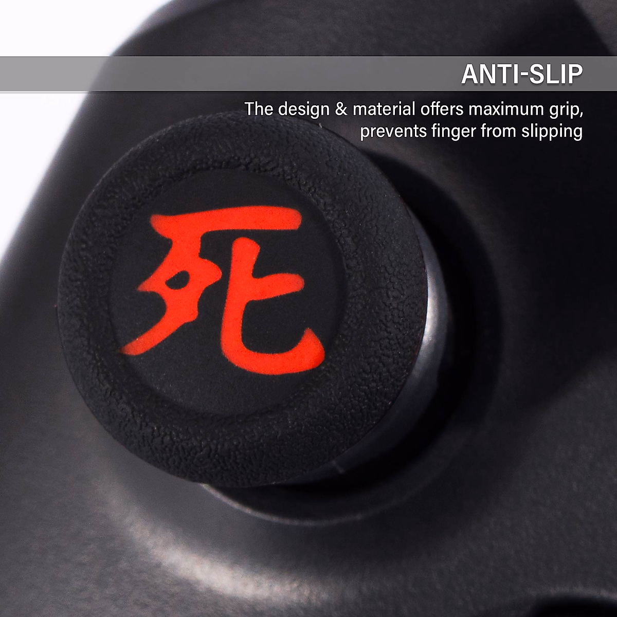 Playrealm FPS Thumbstick Extender x 2 & Printing Rubber Silicone Grip Cover x 4 for Xbox Series X/S & Xbox One Controller(Death of KANJI&Danger of KANJI)