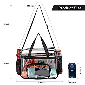 UEOE Clear Bags Stadium Approved,See Through Tote Bag+Shoulder Strap Large Transparent Bag